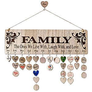 Gifts Presents for Moms Grandmas from Daughter Unique | Wooden Family Birthday Reminder Tracker Calendar Board Wall Hanging with 100 Tags | Best Gift Ideas for Christmas, Birthday/Mother's Day