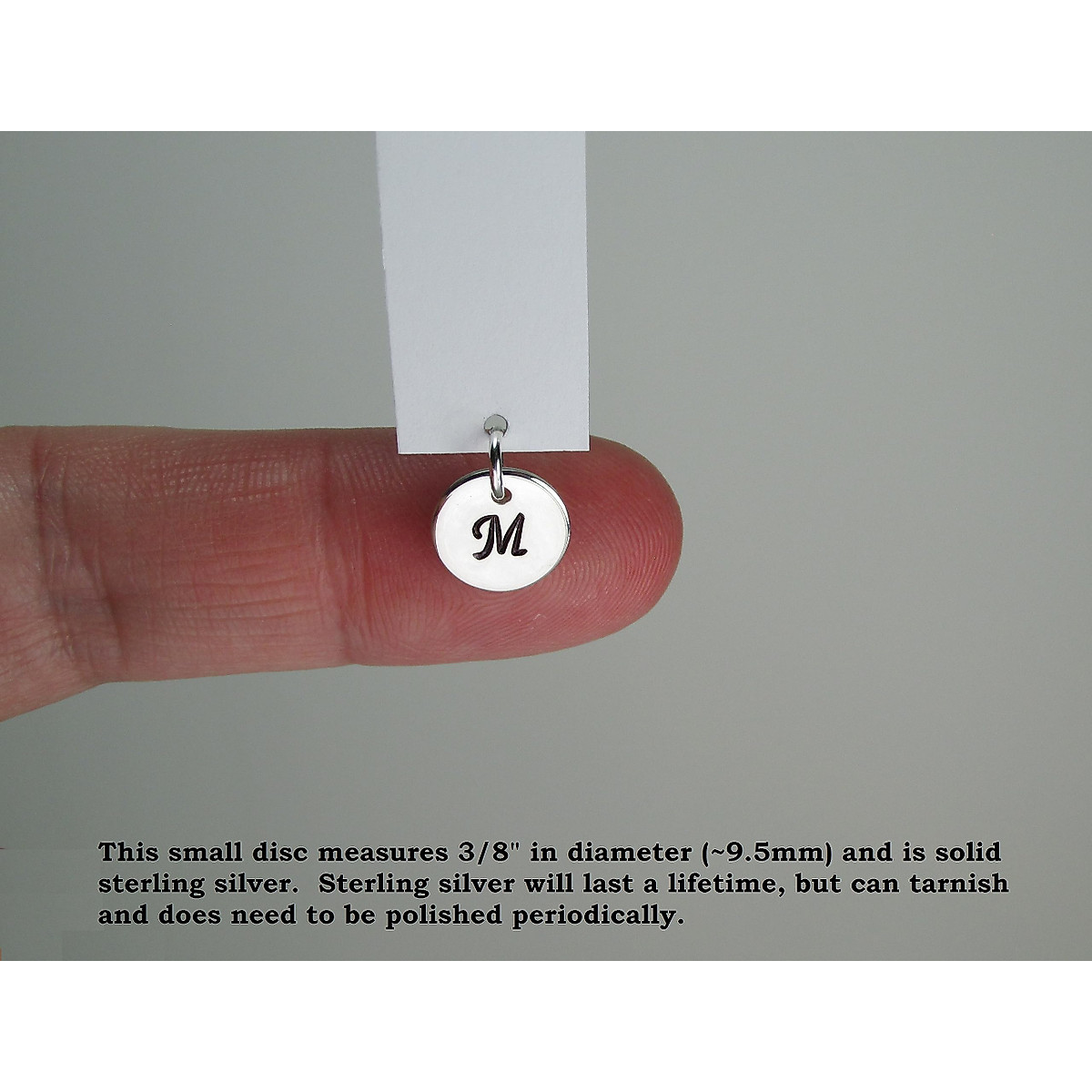 Single Small Hand Stamped Initial Charm - Sterling Silver 3/8" Disc with Letter