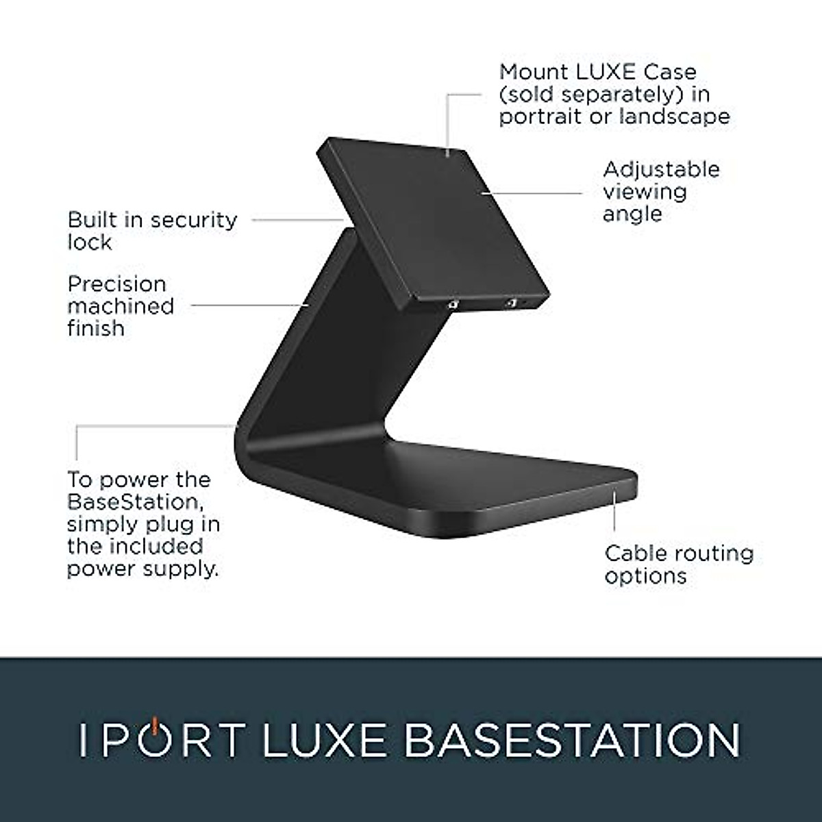 IPORT Luxe (LuxePort) BaseStation iPad Stand - Compatible with All Luxe Cases for iPad Mini 4 and 5, iPad 9.7, 10.2, 10.5 - White
