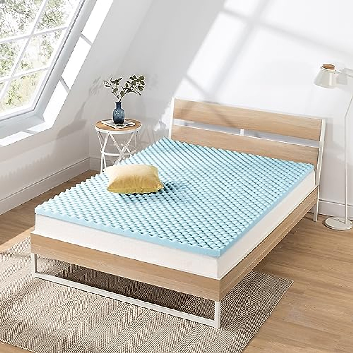 Best Price Mattress 2 Inch Egg Crate Memory Foam, Cooling Gel Infusion, Full Mattress Topper, Blue (ECMF-GM2F)