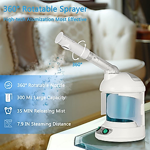 RICANK Facial Steamer Warm Mist Face Steamer Professional Hot Mist Moisturizing Nano Ionic Table Top Mini Steamer Spa 360° Rotatable Hydration System Sprayer Hydration Use at Home Sauna Spa or Salon