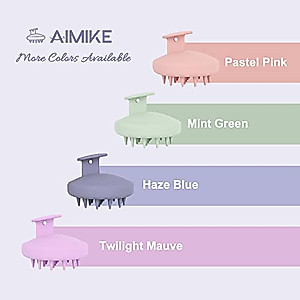 AIMIKE Scalp Massager Shampoo Brush, Soft Silicone Hair Scrubber for Washing Hair, Dandruff Removal & Scalp Scrubber Hair Growth Stimulator, Scalp Brush/Exfoliator Brush On Dry & Wet Scalp - Blue