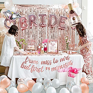 226 PC Bachelorette Party Decorations Kit- Rose Gold Bridal Shower Decorations, Banners, Curtains Mimosa Bar Supply Bride Balloons Sash Tiara Veil Topper Plates Cups Napkins Straws for 25 Guest & More