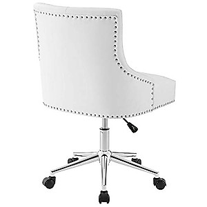 Modway Regent Tufted Button Faux Leather Swivel Office Chair with Nailhead Trim in White