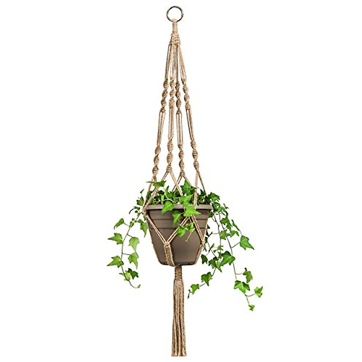 Mkono 2 Pack Macrame Plant Hangers Indoor Hanging Planter Basket Decorative Flower Pot Holder Jute Rope for Indoor Outdoor Home Decor 4 Legs 40 Inch, Brown