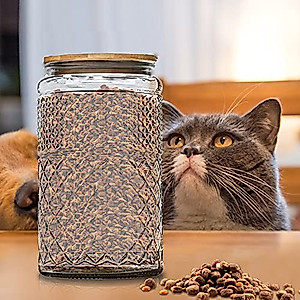 1 Gallon Cookie Jar, Wide Mouth Large Glass Jars with Bamboo Lid, Airtight Storage Food Kitchen Counter Containers for Candy, Flour, Oats, Coffee Bean, Pet Treats, Laundry Pods, Laundry Detergent