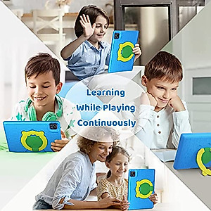 HiGrace Kids Tablet 10 inch, Android 12 Quad core Tablet for Kids (Ages 3-12), 5000mAh, 32GB ROM, Dual Camera, WiFi, Parental Control, Kid-Proof Case-Blue