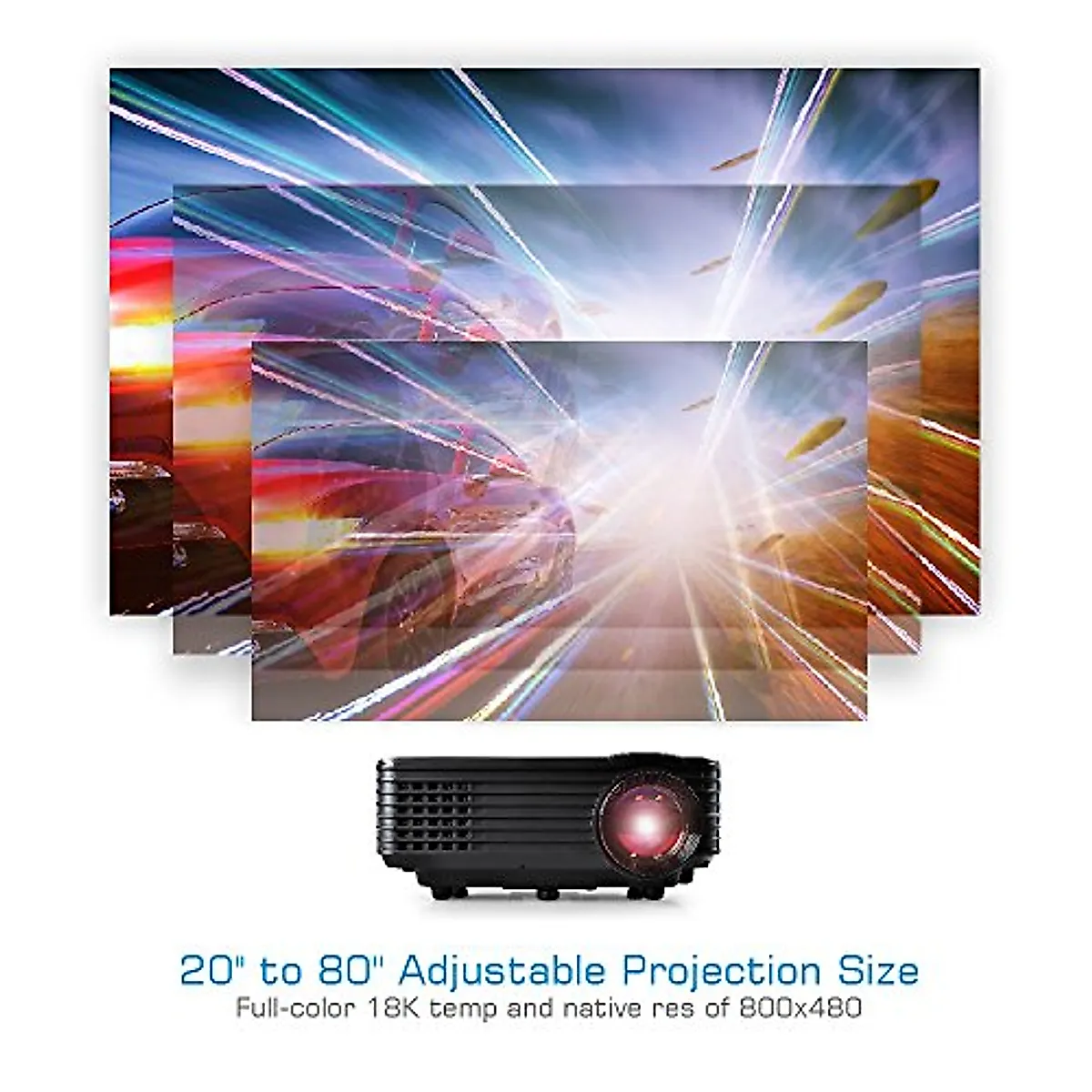 Pyle Portable Video-Projector Full HD with Remote - Home Theater-Projector Tv Digital Movie-Projector - 1080p Support 80" Led-LCD-Display USB/HDMI Mac,Computer and Laptop - Pyle PRJG88, BLACK