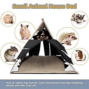 Y-DSIWX Guinea Pig Hideout Cozy Hamster House Cave for Bunny Chinchilla Hedgehog Small Animal Aesthetic Black Merry Chrismas Tree