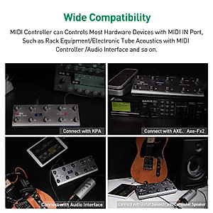MIDI Foot Controller，MeloAudio Guitar Floor Multi-Effects Portable USB MIDI Foot Controller with 10 Foot Switches，2 Expression Pedal Jacks and 8 Host Presets