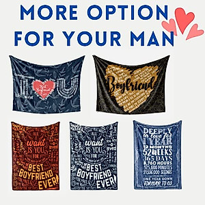 InnoBeta Boyfriend Blanket, Boyfriend Gifts, Best Boyfriend Ever, Love Sayings Flannel Blanket for Boyfriend, Soft Throw Blanket for Him, Gay Couple, BF, Man, Lovers - Blue 50 x 65 Inches