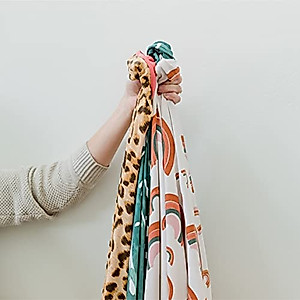 Soft Oversized Throw Blanket - Super Cozy Adult Size Large Swaddle Blankets for Bed, Sofa, Couch - Lightweight Jersey Knit Comfort Throws 57x72 Inch Long (Modern Boho Rainbow)