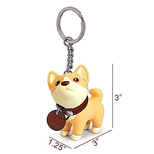 DomeStar Cute Dog Key Chain, Shiba Inu Keyring Keychain for Boys Girls Kids Children Adults, Super Adorable Dog Key Ring