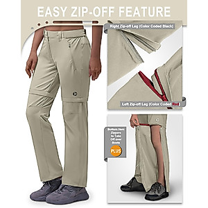 Outdoor Ventures Women's Convertible Pants, Quick Dry Hiking Zip-Off Pants, Stretch Lightweight Cargo Pants Beige
