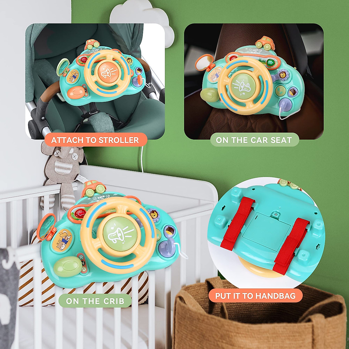 Caterbee Baby Turn and Learn Driver Steering Wheel Toys (Blue)