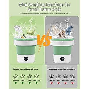 NISHCON Portable Washing Machine, 11L Upgraded Large Capacity Mini Washer with Spin Basket, Small Washing Machine for Apartments, Travel Laundry, Camping, RV, Dorm (Green+White)