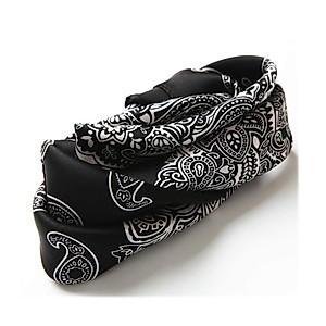 JERLA Women's Men's Small Square satin 100% Real Mulberry Silk Scarfs paisley Hair head face scarf 21" x 21" (Paisley black)