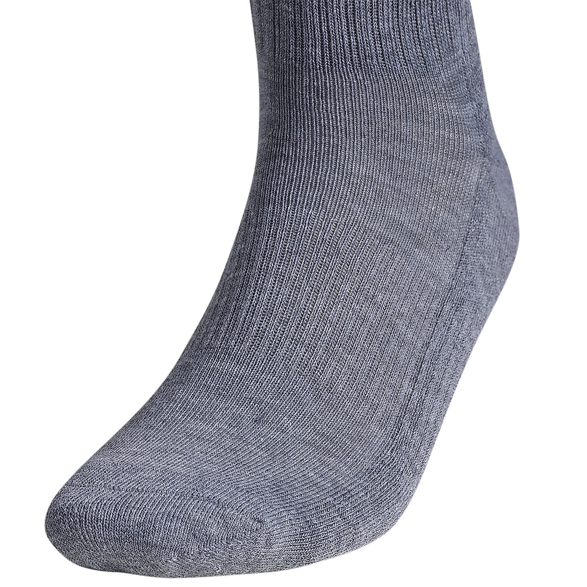 adidas Men's Athletic Cushioned Quarter Socks (with Arch Compression for a Secure fit (6-Pair), Heather Grey/Black, Large
