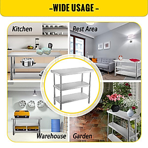 Commercial Stainless Steel Outdoor Food Prep Table with Adjustable Undershelf - Heavy Duty Kitchen Work Table for Garage, Home, Warehouse, and Kitchen Silver
