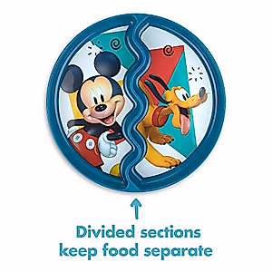 The First Years Disney Mickey Mouse Baby Suction Plate - Divided Toddler Plates with Suction - Kids Plates Made Without BPA