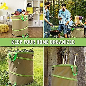 Colwelt 47 Gallon Leaf Bags Collapsible, Hardshell Bottom Heavy Duty Collapsible Garden Bag, Pop up Garden Waste Reusable Bag Include Leaf Scoop, Garden Gloves