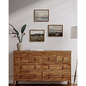 InSimSea Framed Canvas Wall Art Decor, Rustic Landscape Oil Painting Canvas Prints, Impressionism Artworks Room Decor, Farmhouse Kitchen Office Bathroom Art Wall Decor 8x10 Inch