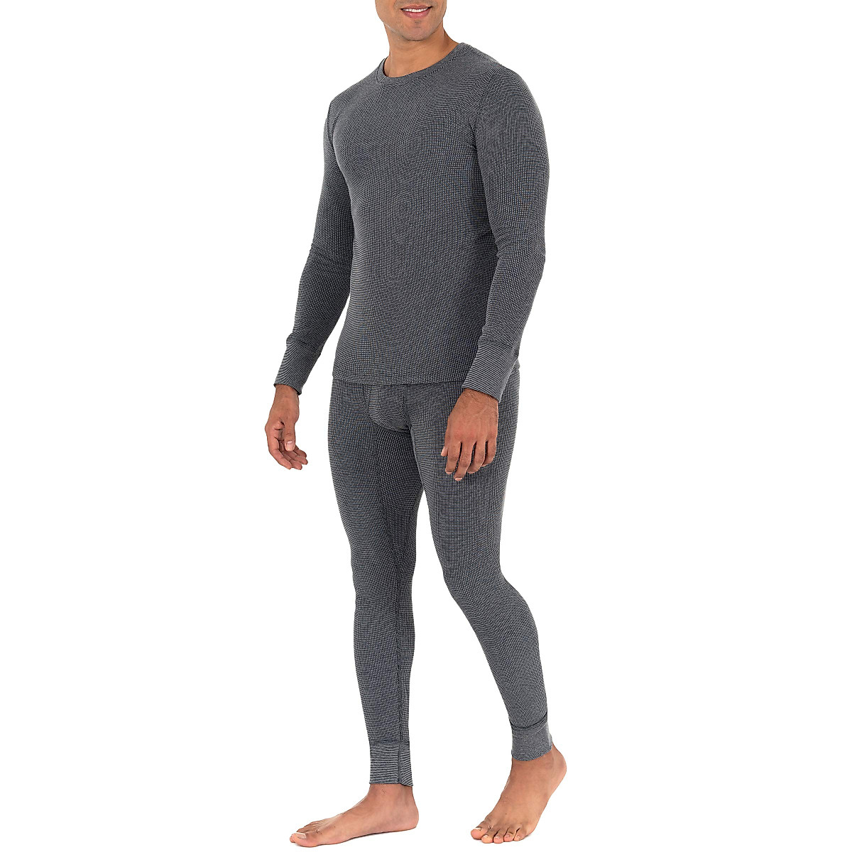 Fruit of the Loom Men's Recycled Waffle Thermal Underwear Set (Top and Bottom), Greystone Heather, 5X-Large