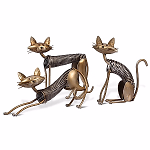 Too-arts Metal Sculpture Iron Art Cat Spring Handicraft Crafting Home Decoration Furnishing Craft