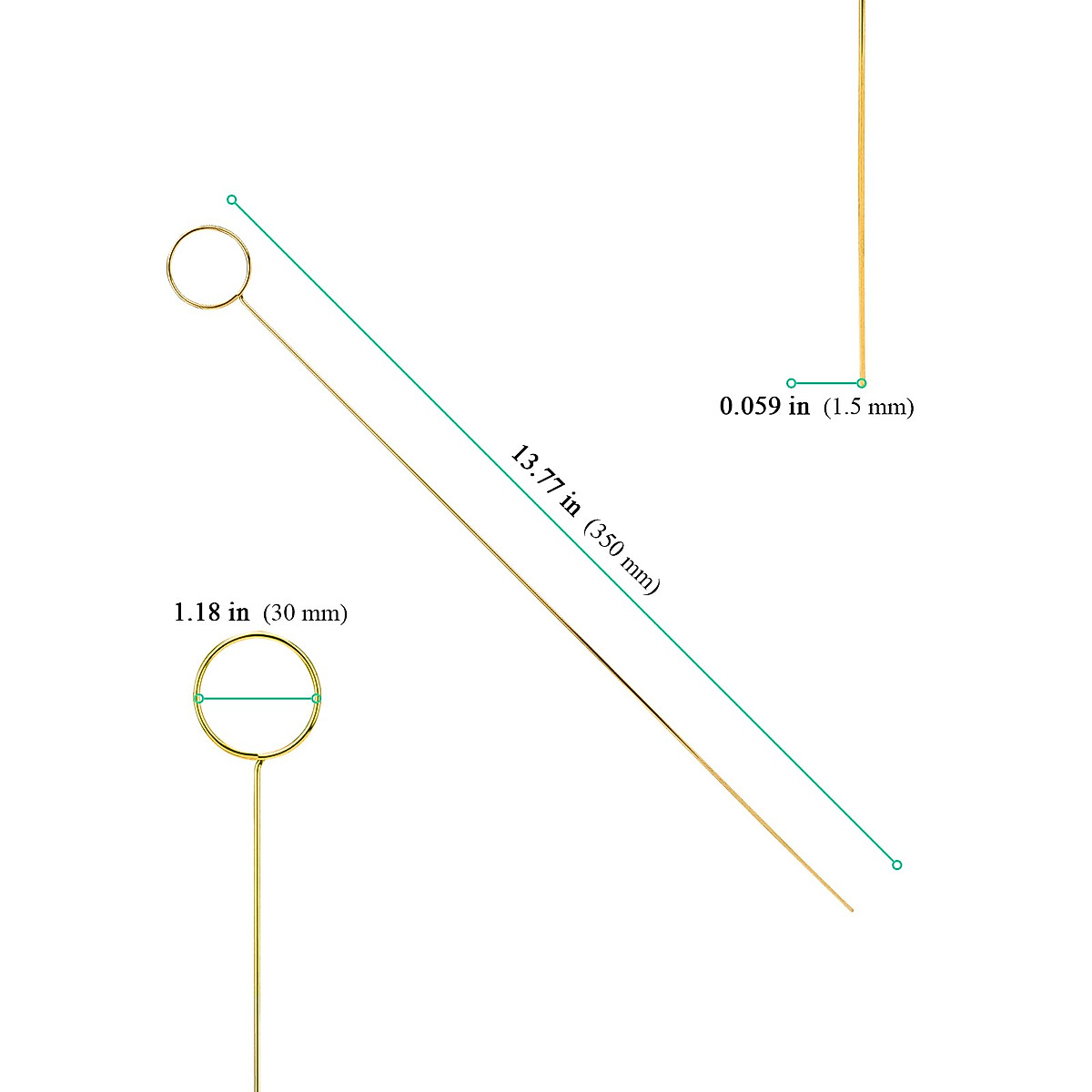 SENJEOK 80 PCS 13.6 Inch Gold Floral Place Card Holder, Round Metal Wire Floral Picks, Photo Clip Holder Stick for Office, Wedding, Birthday