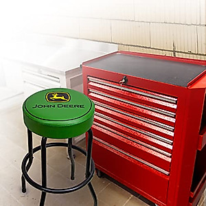 Plasticolor 004792R01 John Deere Logo Garage and Game Room Stool with Matte Green Top and Black Legs