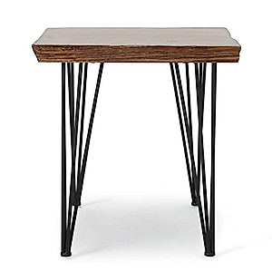 Christopher Knight Home Chana Industrial Faux Live Edge Square Dining Table, Natural / Black