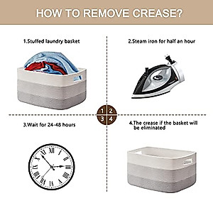 OIAHOMY Cotton Rope Basket 71L - Blanket Basket Living Room,Kids Woven Basket with Handle, Nursery Storage Basket,Baby and doy Toy Baskets Bin, Gradient Grey