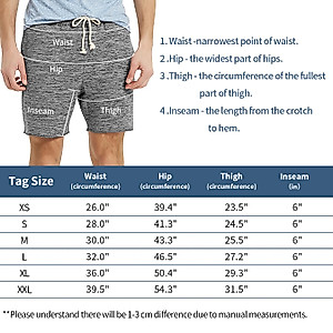 Zengjo Sweat Shorts Men 6 Inch Drawstring with Pockets(Marled Black,M)