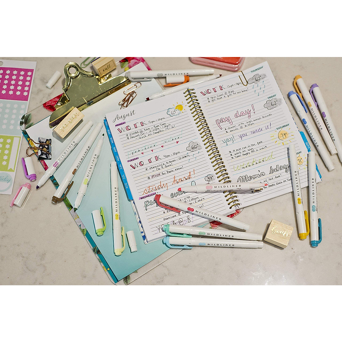 Zebra Pen Mildliner, Double Ended Highlighter, Broad and Fine Tips, Assorted Colors, 15 Pack