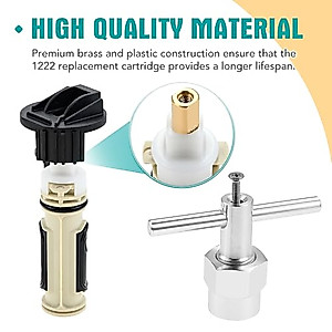 Yetaha 1222 Replacement Cartridge with 104421 Cartridge Puller Removal Tool, Retainer Clip, and 116653 Handle Adapter Kit, Compatible with Moen Tub Shower & Moen Faucet Bathtub Shower Valve Parts