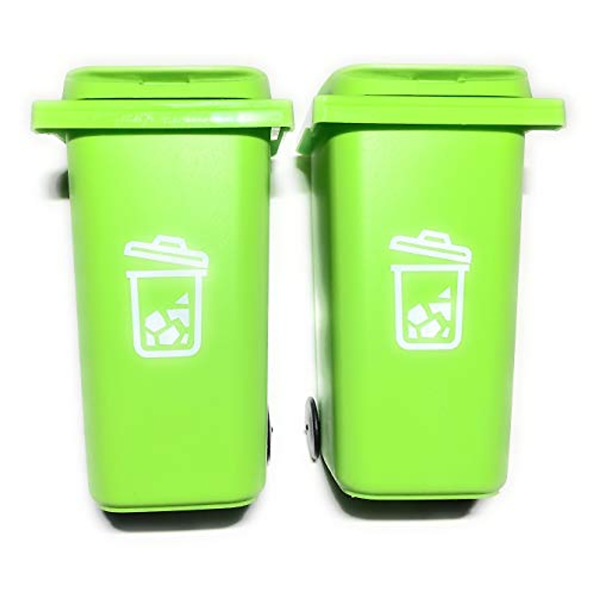 Desk Top Mini Plastic Trash Can Small Waste Bin with Lid, Set of 2