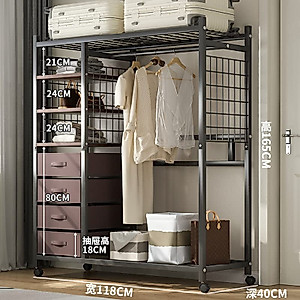 PETIARKIT Clothing Rack Heavy Duty Metal Clothes Rack with 4 drawers, Separate Closet Metal Closet for Hanging Clothes, White