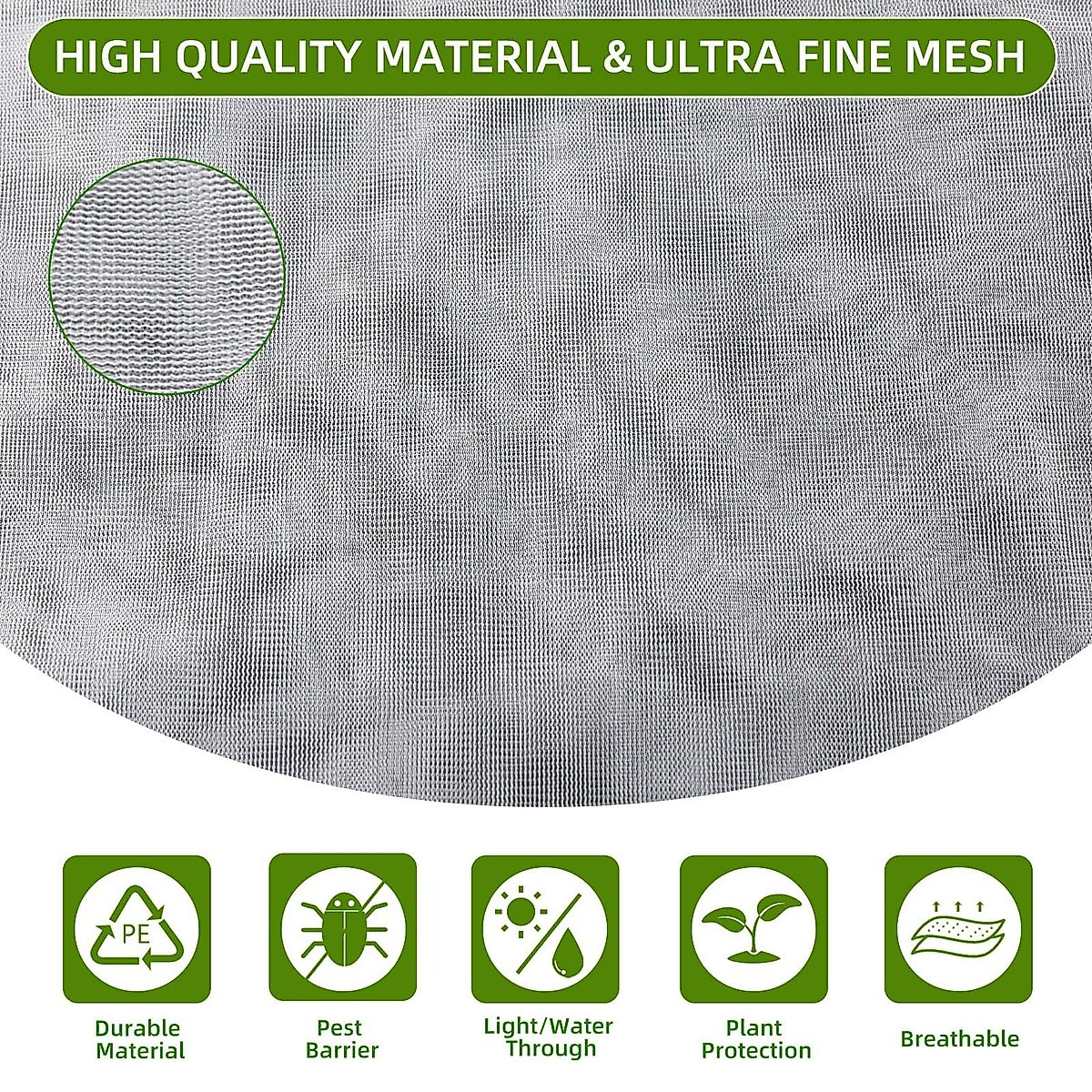 PDGROW Garden Mesh Netting for Plants, 4 Pack Insect Bird Barrier Netting Mesh with Drawstring, 3.3x2.6 FT Garden Bug Netting Plant Cover for Protect Fruit Tree Vegetable Flower
