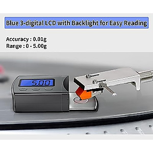 DIGITNOW Digital Turntable Stylus Force Scale Gauge 0.01g/5.00g,Tracking Force Pressure Scale for Tonearm Phono Cartridge, Blue LCD Backlight