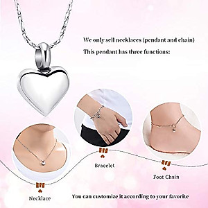 Imrsanl Small Heart Cremation Urn Necklace for Ashes Stainless Steel Memorial Ash Pendant Keepsake Jewelry (Silver & Gold)