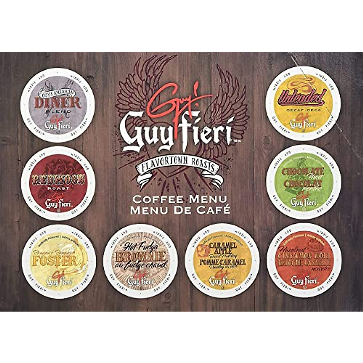 Guy Fieri Flavortown Coffee Pods, Bananas Foster Flavored Coffee, Medium Roast Coffee for Keurig K Cups Machines, Single Serve Coffee Pods, 24 Count