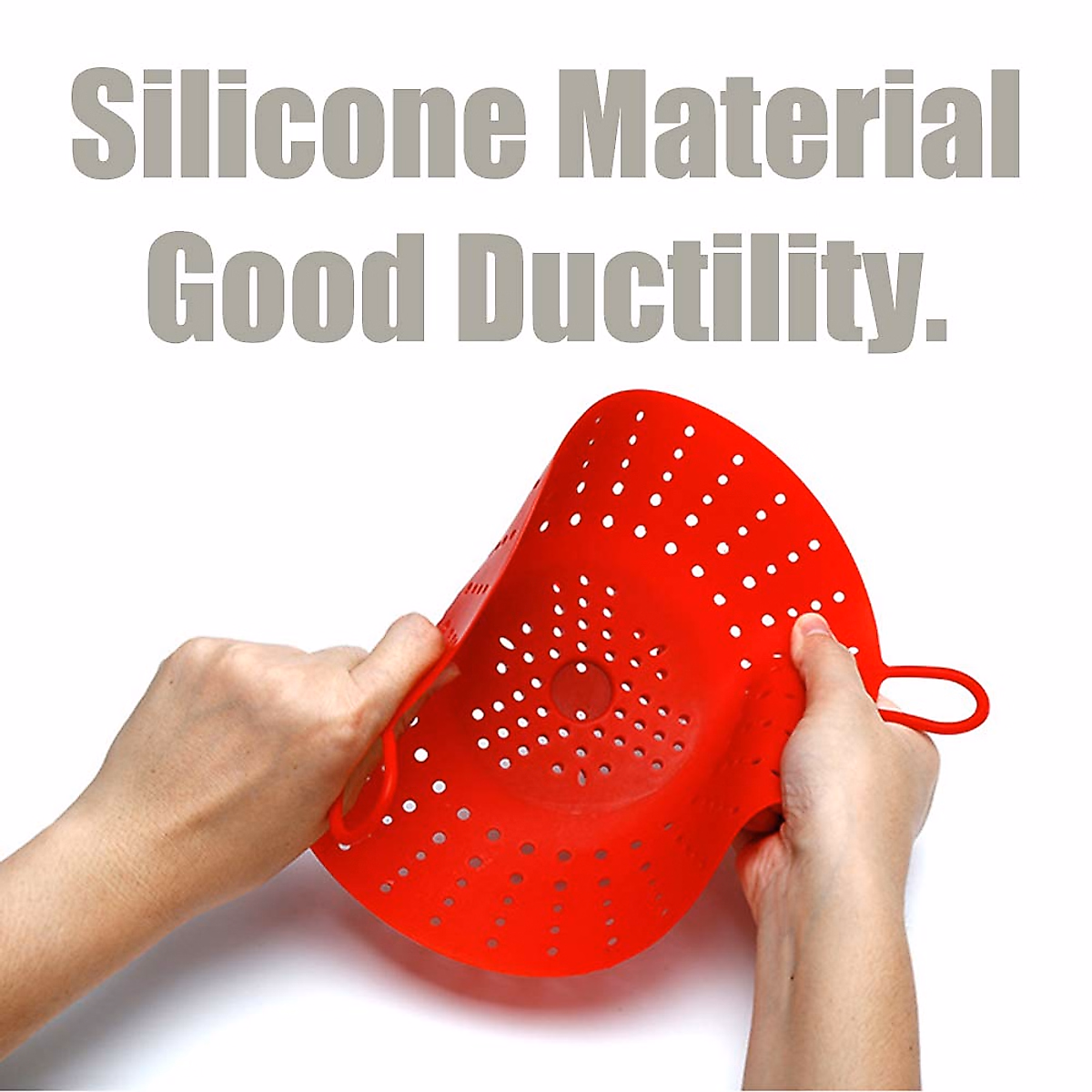 Silicone Vegetable and Food Steamer Basket,Good Grips Silicone Steamer for Instant Pot-8.5 in,Red