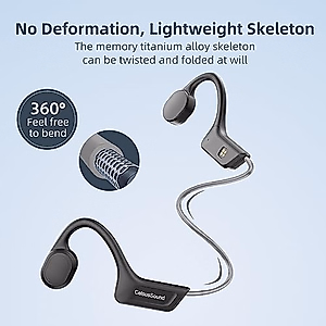 CelsusSound S800C Bone Conduction Headphones,IPX7 Waterproof Sports Earbuds with Noise-Canceling MIC,Bluetooth 5.3 Open-Ear Wireless Headset for Outdoor Running Cycling Hiking，10H Playtime（Grey）