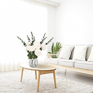 EZFLOWERY 12 Pcs Artificial Eucalyptus Leaves Stems Real Touch Green Leaf for Wedding Arrangements Bouquet Office Party Centerpieces Garden Outdoor Ceremony Floral Home Décor