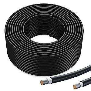 Bateria Power Solar Panel Cable 100FT Solar Extension Cable, 10AWG (6mm²) Tinned Copper Wire for Outdoor Automotive RV Boat Marine Solar Panel- Black (10AWG 100FT)