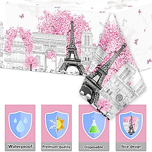 98 Pcs Paris Eiffel Tower Tableware Set Paris Eiffel Tower Party Plates Napkins Paris Table Cover Eiffel Tower Dinnerware for Kid Boy Girl Birthday Weddings Party Decorations Favors for 24 Guest