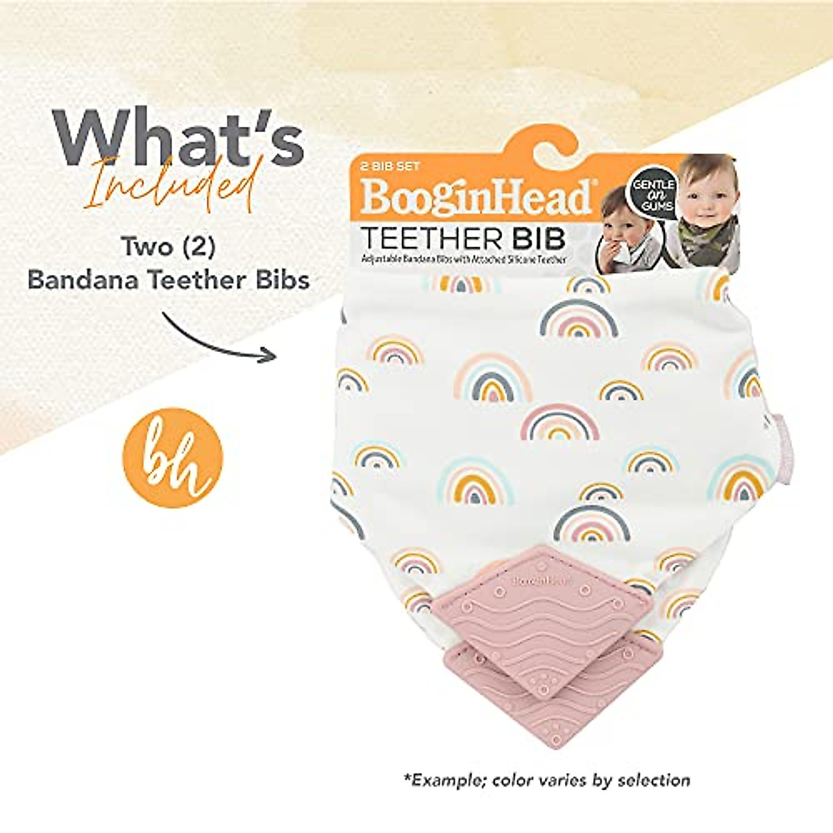 BooginHead Cotton Baby Bandana Teething Bib 2-Pack, Pink Hearts