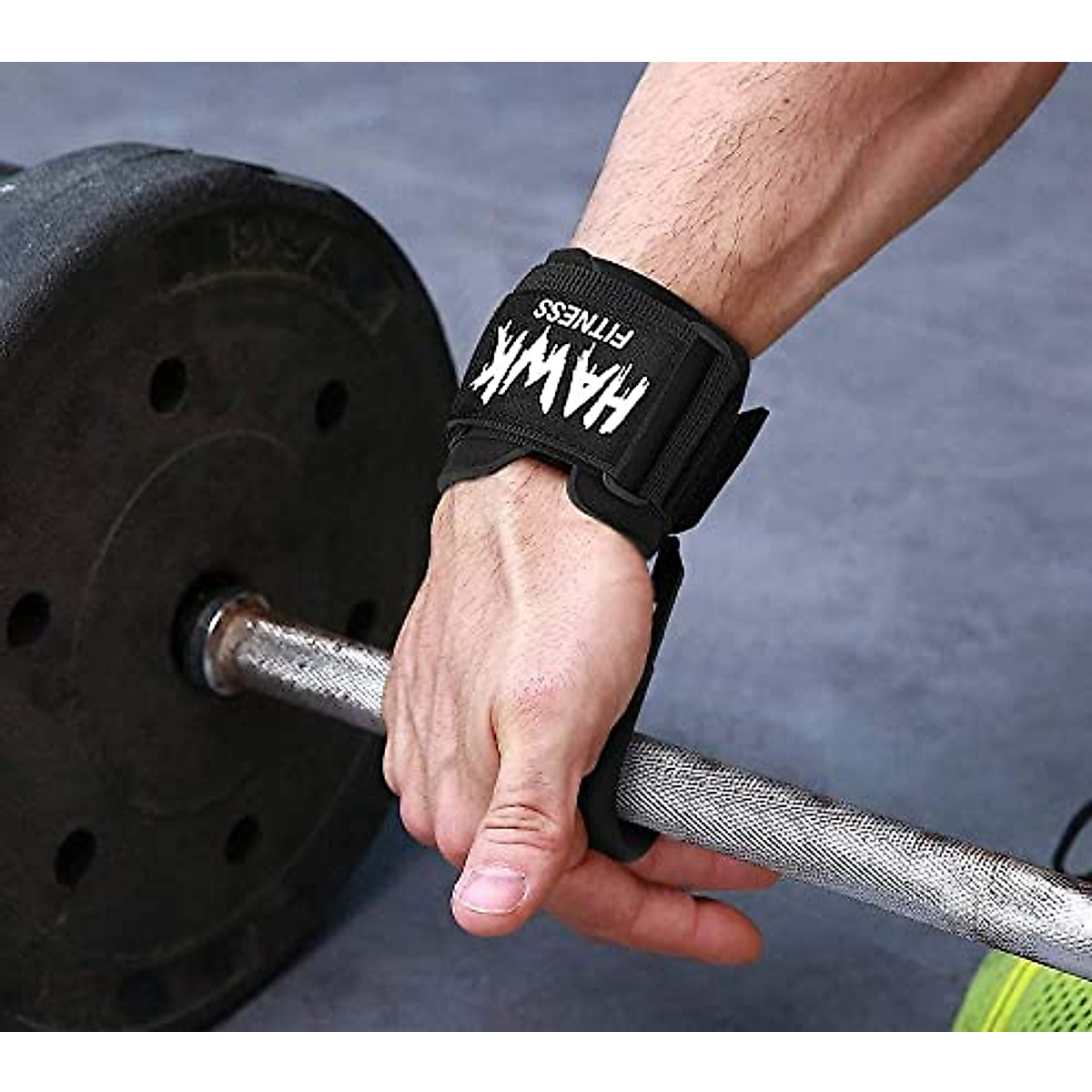 HWK Sports Weightlifting Hooks with Wrist Straps for Men & Women, Black, Padded Lifting Hooks with Heavy Duty Lifting Straps Ideal for Weightlifting, Bodybuilding & Powerlifting Weights up to 700lbs