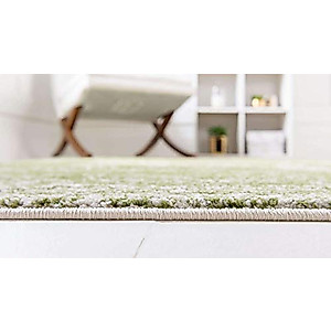 Unique Loom Bromley Collection Area Rug - Wells (3' Round, Green/ Ivory)