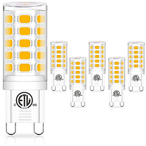 Sailstar G9 LED Bulb, 3000K Soft White, G9 Bulb 40W Equivalent, G9 LED 360° Beam Angle 400LM No Flicker 120V, G9 Bi-pin Ceramic Base, 4W G9 LED Light Bulbs for Chandelier, 6 Pack, Non-dimmable